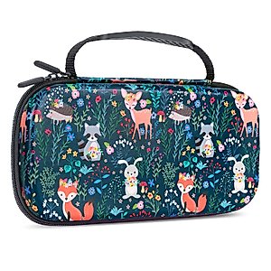 Lalumix Nintendo Switch Case OLED Model, Nintendo Switch Case for Girls Boys with 16 Game Card Slots Travel Bag Shockproof Shell Protective Hard Cover for Switch Console Joy-Con & Accessories Animals