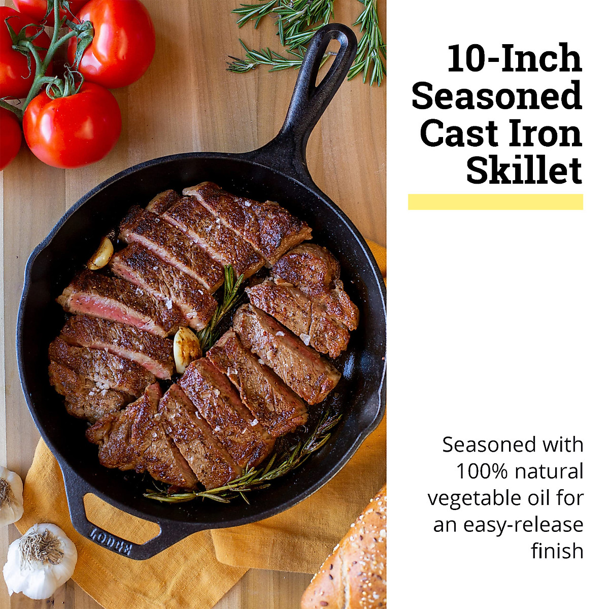 Lodge Cast Iron Chef Collection Skillet, Pre-seasoned - 10 in