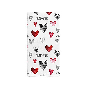 My Little Nest Watercolor Hearts on White Hand Towels Soft Bath Towel Absorbent Kitchen Fingertip Towel Quick Dry Guest Towels for Bathroom Gym Spa Hotel and Bar 30 x 15 Inch