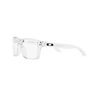 Oakley Men's Ox8100f Holbrook Rx Low Bridge Fit Square Prescription Eyewear Frames, Polished Clear/Demo Lens, 56 mm