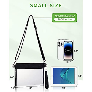 MAY TREE Clear Purse for Concert Stadium Festival Concert Clear Bag Stadium Approved for Women and Men, Black