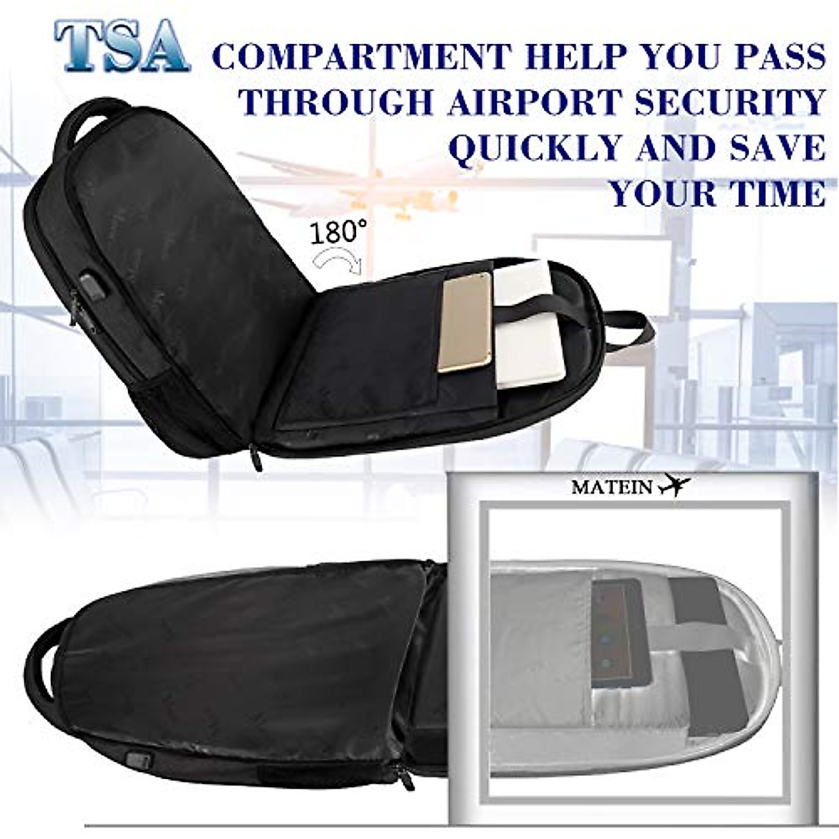 MATEIN Extra Large Backpack, 17 Inch Travel Laptop Backpack with USB Charging Port, Anti Theft TSA Friendly Business Work College Computer Backpack for Men Women, Black