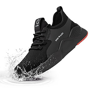Waterproof Steel Toe Shoes for Men Women Work Shoes Lightweight Safety Sneakers Comfortable Puncture Proof Shoe Zapatos Punta de Acero para Hombres Black