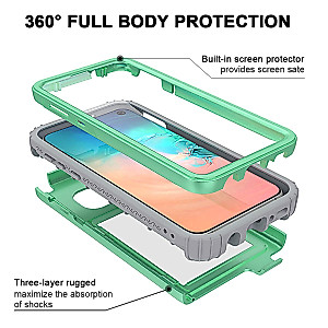 WeLoveCase Galaxy S10e Wallet Case Built in Screen Protector S10e Defender Wallet Card Holder Cover with Hidden Mirror 3 Layer Shockproof Heavy Duty Protection Case for Samsung Galaxy S10e Mint