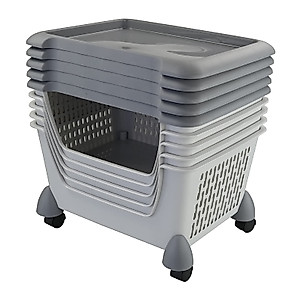 Buyitt 5-Tier Plastic Stackable Storage Bins for Pantry, Stacking Organizing Baskets with Wheels