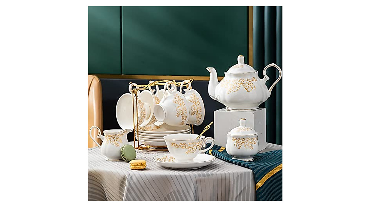 Elegant 22-Piece Porcelain Tea Set for Tea Lovers