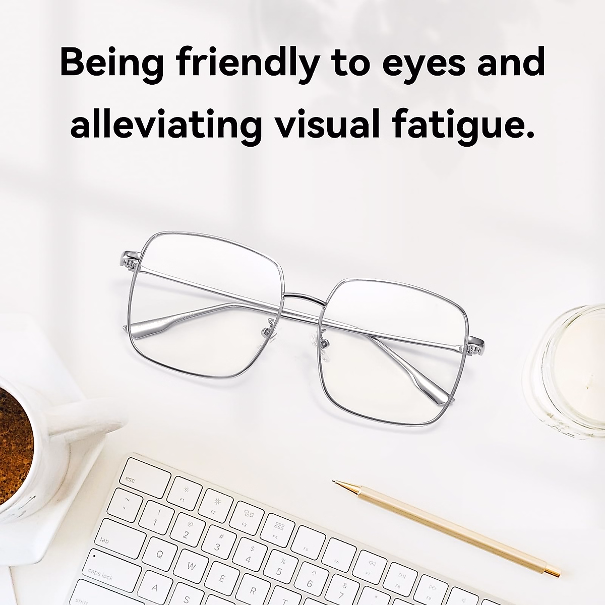 Dollger Blue Light Blocking Glasses women Non prescription Fashion Glasses Retro Metal Square Eyeglasses Frame Silver