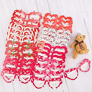 HOWAF Valentine's Day Party Favors for Kids, 27 Pack Paper Valentine Glasses Photo Props Valentines Decoration Costume Party Glasses Frame for Kids Valentines Gift Bulk Toys for Teacher Prizes