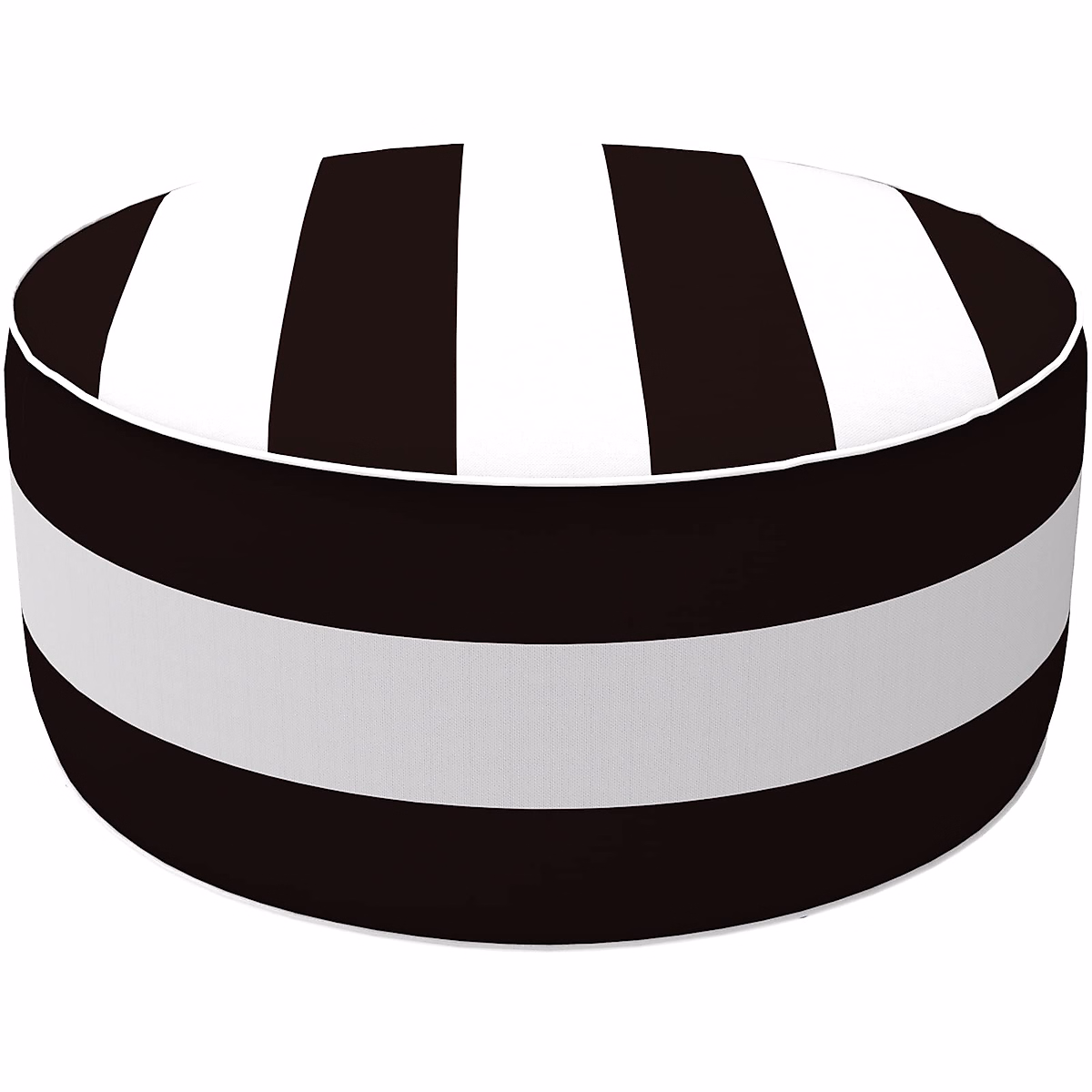 LVTXIII Outdoor Inflatable Ottoman, Fade-Resistant Round Footrest Stool D21”x H9”, Portable Patio Pouf for Garden Camping or Home Use-Cabana Black