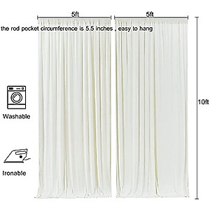 10ft x 10ft Ivory Wrinkle Free Thick Fabric Backdrop Curtain Drapes Ivory Backdrop Panels Background for Wedding Birthday Baby Shower Party