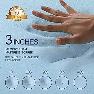 3 Inch Gel Memory Foam Mattress Topper Queen Size High Density Cooling Pad Pressure Relief Bed Topper (with Removable & Washable Bamboo Cover)