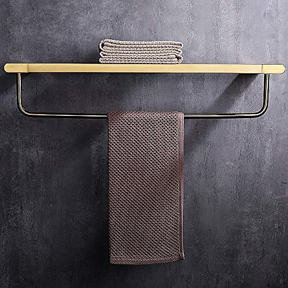 Towel Rack 304 Stainless Steel Towel Bar Brushed Gold Towel Rails Heavy Duty Towel Holder Wall Mounted Towel Storage Rack for Bathroom, Kitchen, Hotel, Screw Installation