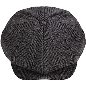 Mens Beret Men's Cotton Flat Ivy Gatsby Newsboy Driving Hat Cap Tweed Derby Hat Cabbie Hats Grey