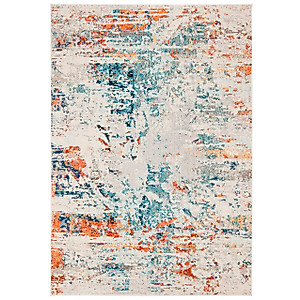 SAFAVIEH Madison Collection Accent Rug - 3' x 5', Cream & Orange, Modern Abstract Design, Non-Shedding & Easy Care, Ideal for High Traffic Areas in Entryway, Living Room, Bedroom (MAD478B)
