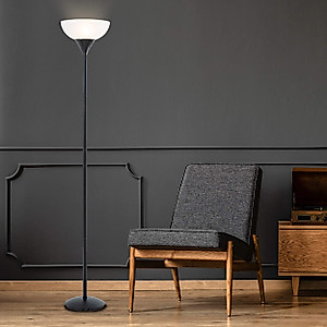 Normande Lighting JS1-161 Torchiere Floor Lamp, Black,White