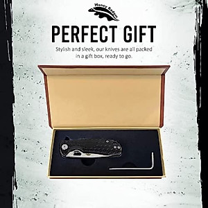 Honey Badger Drop Point Pocket Knife - 3.19" Folding Pocket Tactical Knife for Women & Men, Drop Point Blade Camping Knife, Stainless Steel Pocket Knife for Utility Work (Green, 8Cr13Mov, 3.19"/81mm)