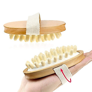 Natural Wooden Massage Body Brush for Cellulite and Improve Lymphatic Blood Circulation Dry Brush Remove Dead Skin Shower Bathe SPA Bath Brush