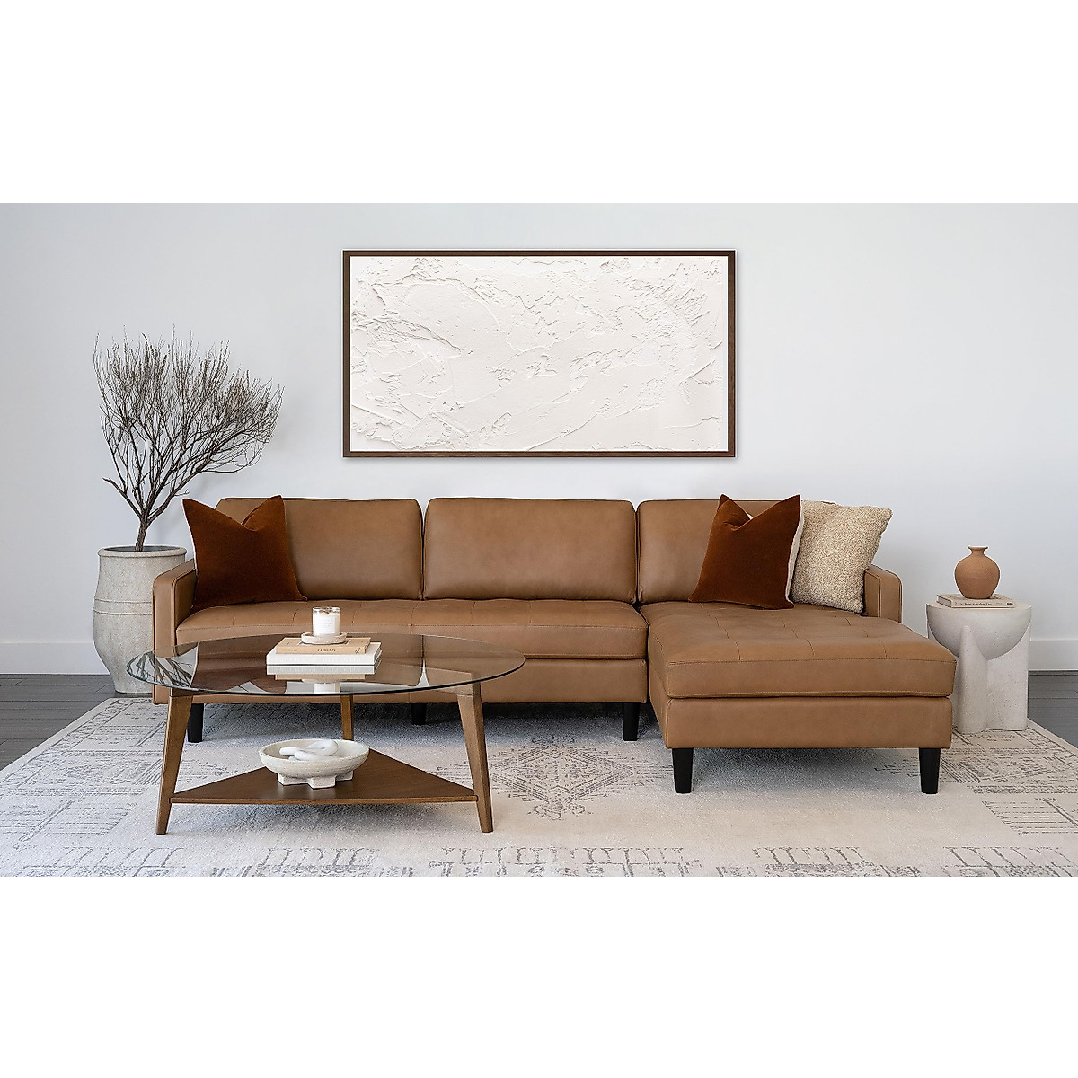 Abbyson Living Rory Top-Grain Leather Sofa, Camel