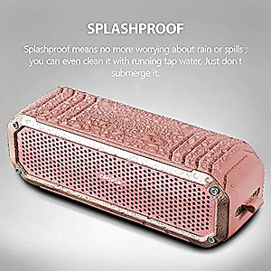 COMISO Bluetooth Speakers with Lights, Loud Dual Driver Wireless Portable Speaker, HD Audio Enhanced Bass, Built in Mic Clear Call Support Aux Input, TF Card, FM Radio Long-Lasting Battery Life (Pink)