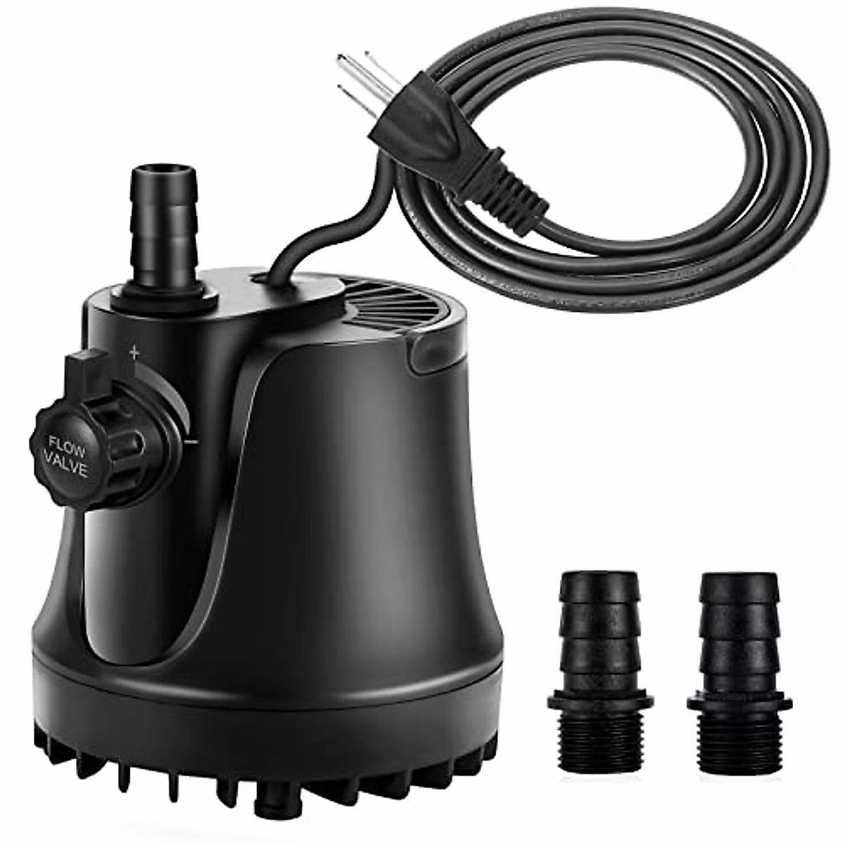 AQQA 265-800 GPH Submersible Aquarium Water Pump with Adjustable Switch, Water Removal and Drainage Sump Cleaning Pump with 2 Nozzles for Aquarium, Pond, Fish Tank, Hydroponics, Backyard (25W 400GPH)