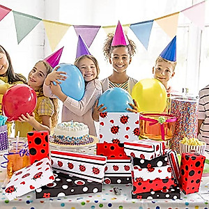 Konsait Ladybug Wrapping Paper Large Sheet Flat Gift Wrapping Paper For Men Women Boys and Girls Wrapping Paper Birthday 4 Different Designs 27.6 x 20.5 Inch - 12 sheets