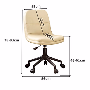 NaKeah Home Office Chair Swivel Armless Desk Chair Faux Leather Upholstered Office Computer Chair Modern Swivel Rocking Desk Chairs,Silver,F