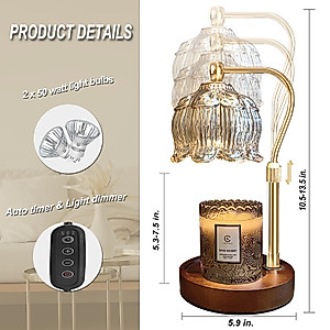 BINLIFA Candle Warmer Lamp with Timer & Dimmer, Adjustable Height Candle Warmer Light Compatible with Large Jar Candles (Walnut)…