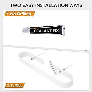 Towel Racks, Towel Rackstylish Bathroom Towel Rail Wall Mounted Towel Rack 1 Tier Bath Towel Rack 2 Installation Methods Aluminum Towel Rail Towel Rack/Real for Bathroom/White/50Cm