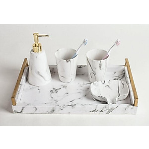 CZDYUF Marble Pattern Bathroom Mouthwash Cup Brushing Cup Wash Set Bathroom Supplies Five-Piece Set