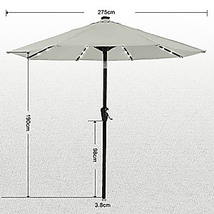 ABCCANOPY Durable Solar Led Patio Umbrellas with 32LED Lights 9FT (Light Beige)