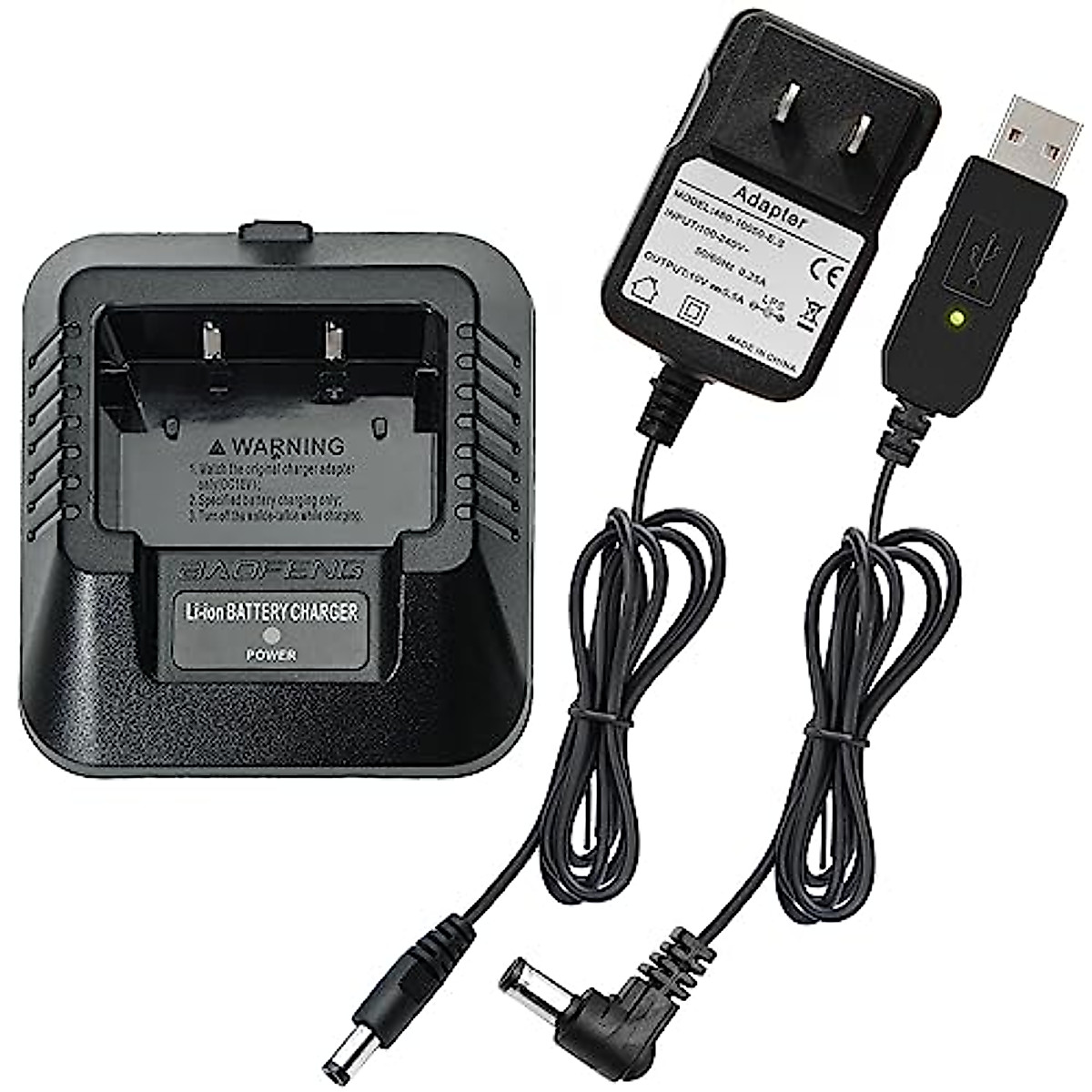 Baofeng Charger UV-5R BF-F8HP Charger Two-Way Radio Charger 100v-240v with US Adapter + USB Charger Cable for UV-5R Series Walkie Talkie