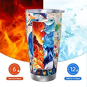 Color Peacock Tumbler with Lid and Straw 20oz Stainless Steel Car Cup for Hot and Cold Drinks, Double Wall Insulated Travel Coffee Mug Reusable Drink Thermos Cup Birthday Gifts