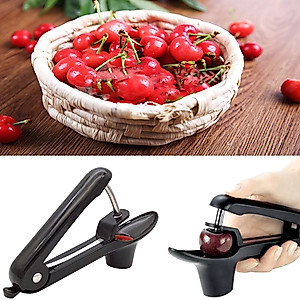 Hovico Cherry Pitter Remover,Cherry Fruit Kitchen Olive Core Remove Pit Tool Seed Gadget Stoner Corer Pitter Remover,Portable Cherry Pitter Tool Kitchen aid with Space-Saving Lock Design (Black)