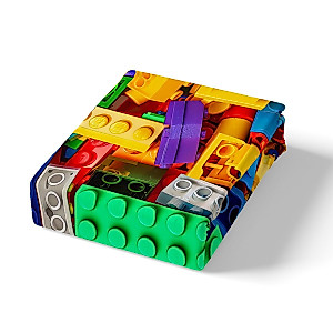 Erosebridal Building Blocks Duvet Cover Full, Colorful Bedding Set for Boys Girls, 3D Rainbow Construction Brick Comforter Cover Funny Geometric Rectangle Quilt Cover