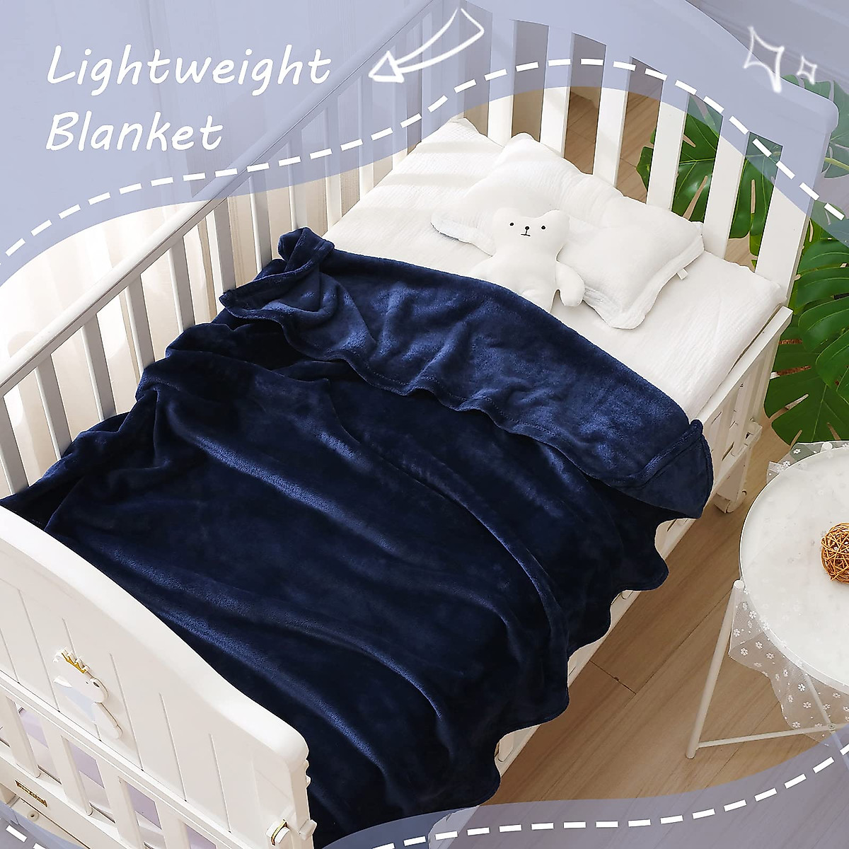 Exclusivo Mezcla Fleece Throw Blanket for Couch, Super Soft and Warm Blankets, Navy Blue Throw All Season Use, Cozy, Plush, Lightweight, 30x40 inches