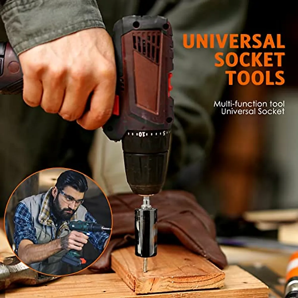 Universal Socket Tools Gifts for Men, Multi-Function Universal Socket Wrench Sets, Super Socket Set, Christmas Stocking Stuffers Gift for Men, DIY Handyman, Dad, Husband,Friends(7-19mm),Black
