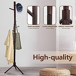 Z&L HOUSE Coat Rack Freestanding, Pure Natural Solid Wooden Coat Tree, 8 Hooks And Adjustable Height Floor Hanger, Used In The Bedroom Living Room Office To Hang Clothes, Hats, Bags