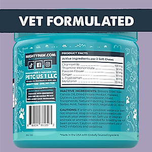 Mighty Paw Waggables Calm (Made in The USA) | Calming Chews for Dogs, Melatonin Dog Calming Treats for Normal Stress & Separation. Sleeping Aid for Dogs & Behavior Calming Dog Treats,120 Count