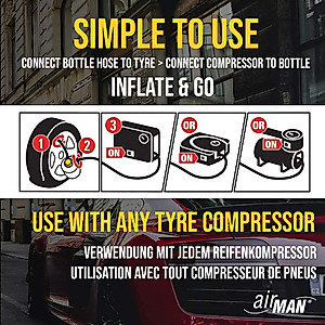 AIRMAN Tire Repair Sealant 450ml UNIBOTTLE - Tire Repair Sealant Can Be Used with Any Compressor