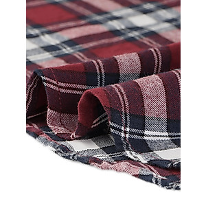 Allegra K Women Plaids Contrast Peter Pan Collar Puff Sleeves Above Knee Dress Medium Red White