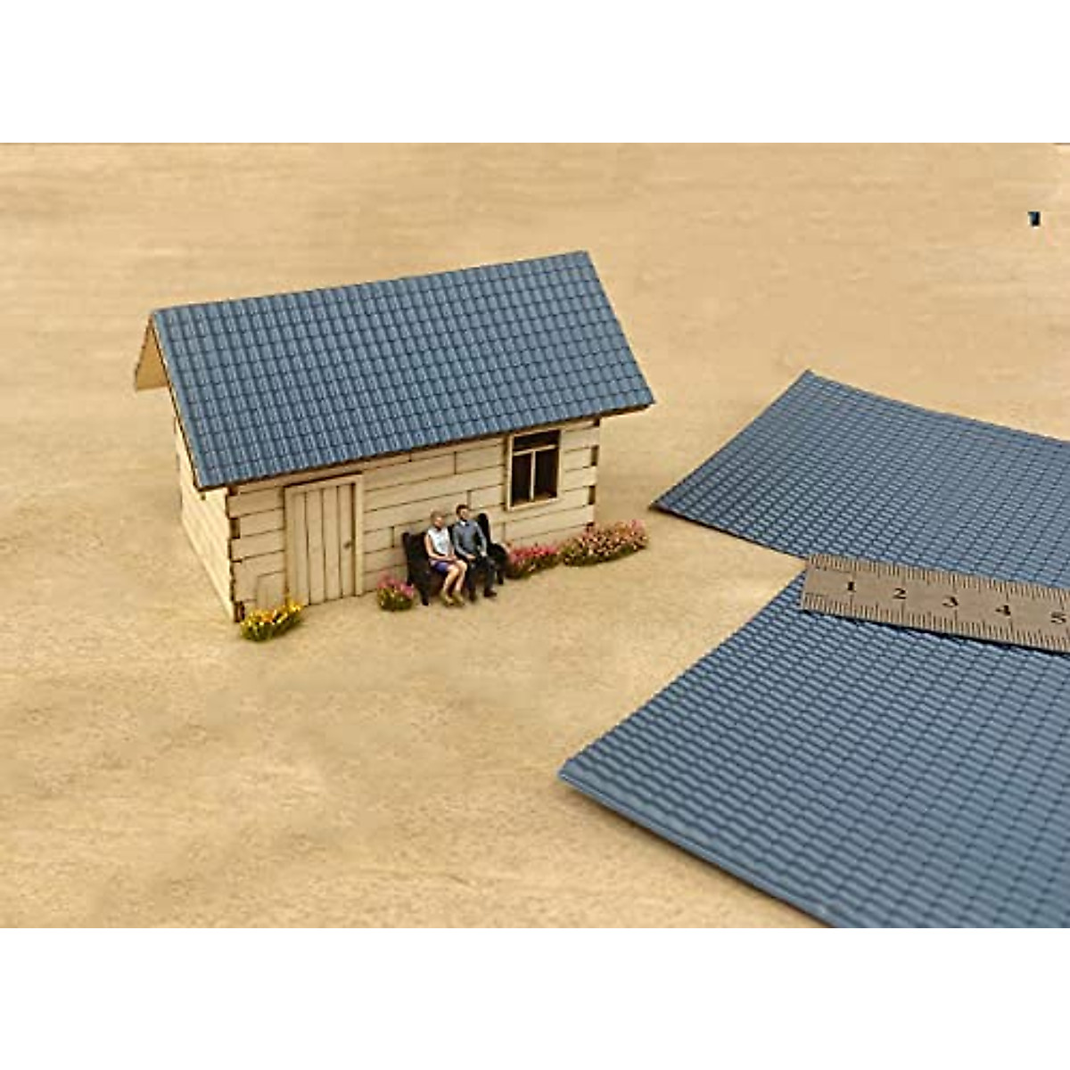 10 Pcs Miniature Roof Tiles Model Tiles for DIY Architecture Building Model Railway Fairy Garden Sand Table Scene Scenery (Gray)