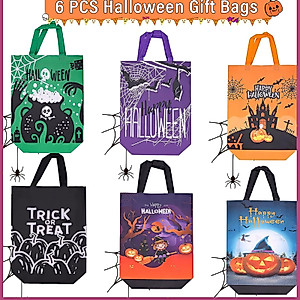 Halloween Trick or Treat Bags, Large Halloween Tote Bags with Handles Halloween Candy Bag Reusable Non-Woven Halloween Bag for Gifts Wrapping, Trick or Treat, Halloween Party Supplies 15"×11.8"×3.9"