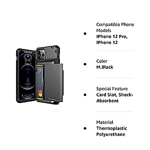 VRS DESIGN Damda Glide Pro Compatible for iPhone 12/12 ProCase, with [4 Cards] Premium Sturdy [Semi Auto] Credit Card Holder Slot Wallet for iPhone 12/12 Pro 6.1 inch(2020)