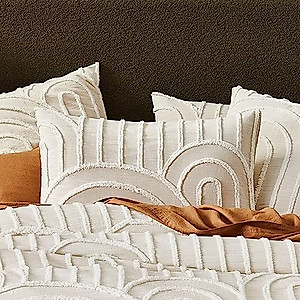 INDACORIFY White Cotton Beautiful Tufted Duvet Cover Bohemian Duvet Cover Comforter Doone Cover Washed Indian Cotton Duvet 2 Pillow Cover Custom Size Bedding (Full 80 X 90 Inches)
