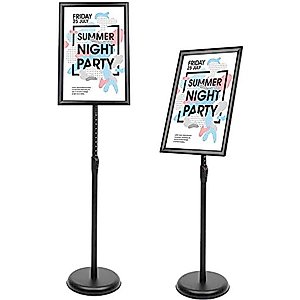 YIYO Adjustable Pedestal Poster Sign Stand,8.5 x 11 Advertising Business Menu Sign Holder for Floor Standing with Aluminum Snap-Open Reusable Frame,Black (8.5 x 11)