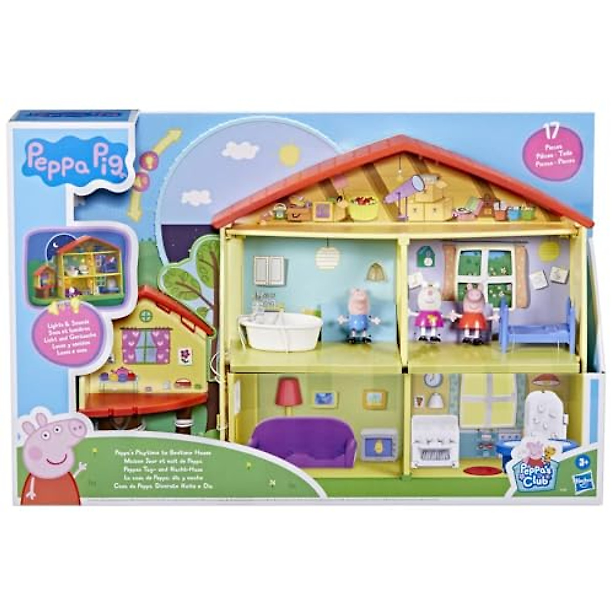 Peppa Pig F2188 Peppa's Speelhuis, Van Opstaan tot naar Bed Gaan speelmomenten voor peuters met gesproken zinnetjes, Licht en geluiden. Geschikt vanaf 3 jaar.,Multi kleuren