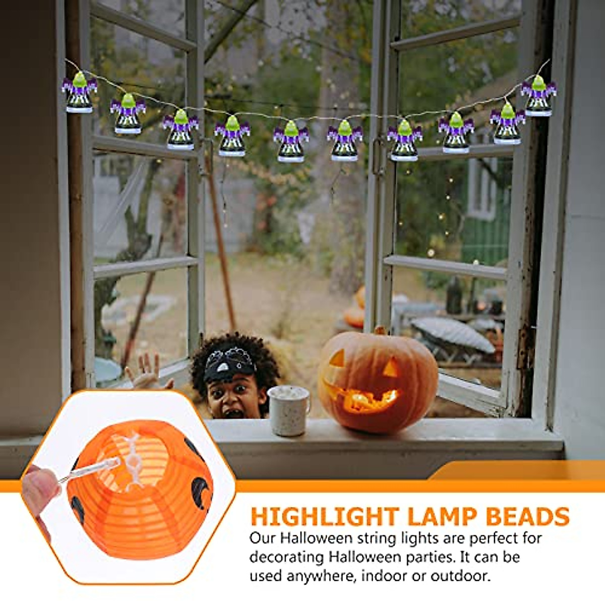 BESPORTBLE 2 Sets Halloween Fairy String Lights Decoration Ghost Skull Twinkle Garden Lights for Indoor Outdoor Home Yard Party Lamp