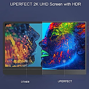 Dyegold Portable Monitor 13.3 Inch,2K UHD HDR IPS Laptop Computer Monitor HDMI USB-C External Screen with Dual Speakers for PC,Phone,Game Console,Smart Cover Included