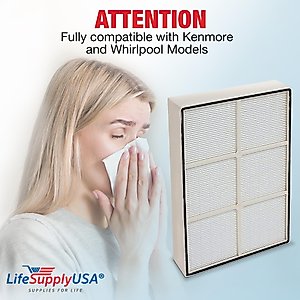 LifeSupplyUSA HEPA Air Filter Replacement Compatible with Kenmore, Whirlpool Models - Easy Install, Effective Particle Filtration, Durable 16x11x2