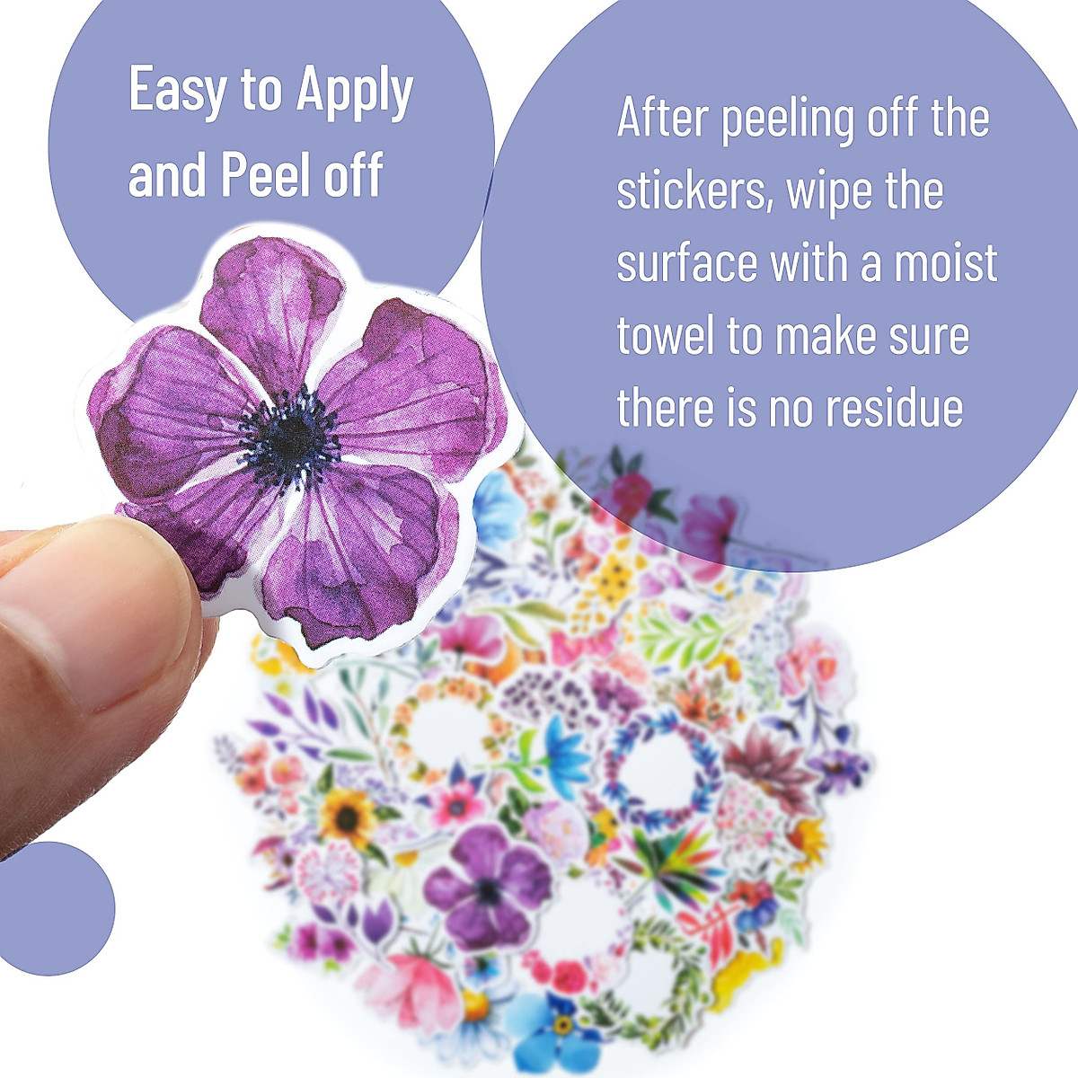 Mr. Pen- Floral Stickers Laptop, 74 pcs, Stickers for Water Bottles, Flower Stickers, Cute Stickers, Stickers for Teens, Stickers Aesthetic, Laptop Stickers, Waterproof Stickers